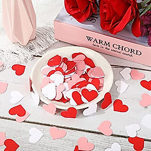 Whaline 300Pcs Valentine's Day Confetti Red White Pink Heart Paper Confetti Heart Shaped Table Confetti Decorations for Valentine's Day Wedding Graduations Birthday Party Table Decorations