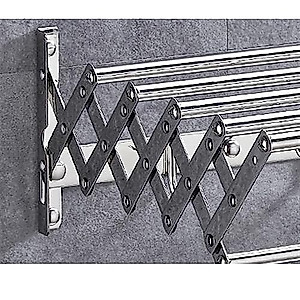 FAXIOAWA Retractable Wall-Mounted Dryer Folding Clothes Drying Rack 50-100Cm 6 Rail Towel Bar Hook Pole Airer Washing Line Bathroom Dryer Balcony Indoor Outdoor,60cm
