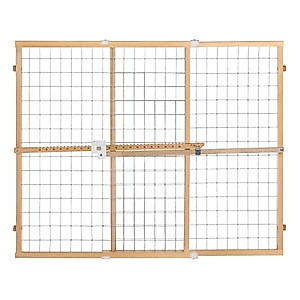 Toddleroo by North States Quick Fit Wire Mesh Wooden Baby Gate: 29.5"- 50" Wide. Pressure Mounted Baby Gate for Doorway. Tension Lever For Quick Custom Fit. (31" Tall, Sustainable Hardwood)