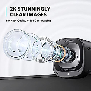 Anker PowerConf C200 2K USB Webcam & Anker PowerConf S3 Bluetooth Speakerphone Home Office Bundle, Look Bright in Low Light, Built-in Privacy Cover, App Control, Bluetooth 5, USB C Conference Speaker