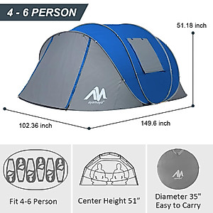Tent Footprint + Pop Up Tent, 6 Person Camping Tent & Large Waterproof Tent Ground Cloth for Camping Hiking Picnic