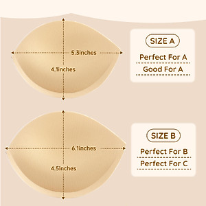KSang Women's Push Up Bra Pads Inserts 2 Pairs Breast Enhancer Cups Add 1-2 Cup Sizes Instantly A/B, C Cup Available