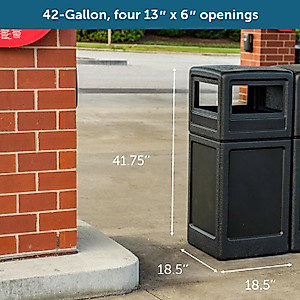 Commercial Zone-73290199 PolyTec 42 Gallon Square Waste Container with Dome Lid Color: Black