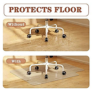 YOUKADA Office Chair Mat with Lip for Hardwood Floor, Transparent Floor Mats for Rolling Chairs, Wood/Tile Protection Mat for Office & Home (34" x 43'')
