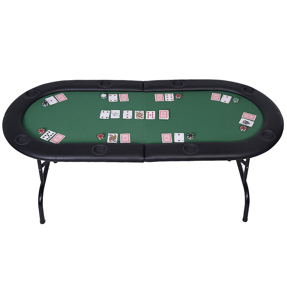 Mascarello Foldable 8 Player Poker Table Casino Texas Holdem Folding Poker Play Table