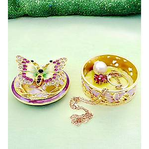 JWT Astyle Elegant Butterfly Jewelry Trinket Boxes.Enameled Decorative Keepsake Ring Box Holder Necklace Earrings Organizer Home Decor.Butterfly Gifts for Women