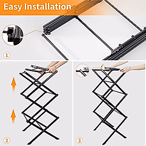 KeingGcopr Household Indoor Foldable Drying Rack Clothing, Laundry Drying Rack - 40" x 28.8" x 14.2", Space Saving Indoor&Outdoor, Black