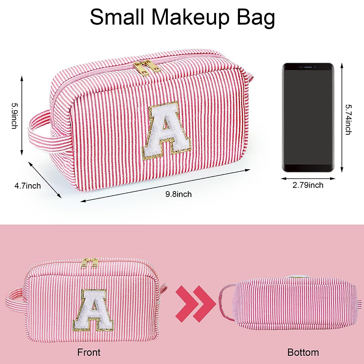YOOLIFE Graduation Gifts for Girls Teen Girls - Class Of 2024, Personalized Graduation Gifts for Her, Graduation Party Favor, Monogram Initial Pink Makeup Bag for Teen Girl Gifts Trendy Stuff G