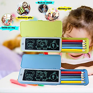 XiaYchaug Pencil Case , LCD Writing Tablet Pencil Box, Multifunction Stationery Case Organizer Box With Doodle&Scribbler Board,Cute Cartoon Plastic Pencil Case for Kid,Christmas Gifts