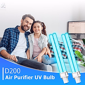Qualirey 2 Pcs 9W UV Light Bulb Compatible with D200 Air Purifier, Air Purifier Whole House UV Light for R18, R18D R2000 Induct Air Purifier, UVC G23 2 Pin Base HVAC UV Light Bulb Replacement