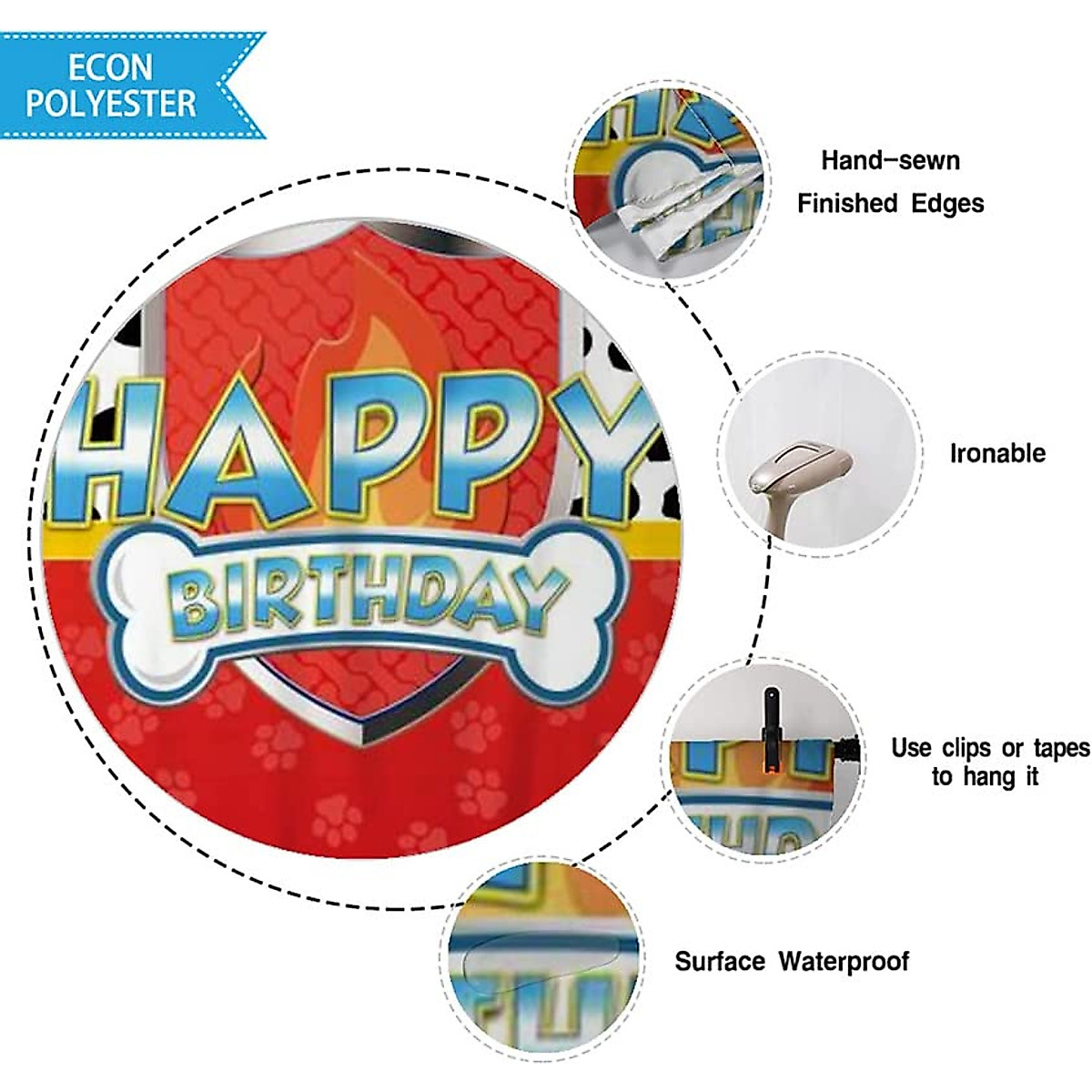 Yriujul 84x60inch Red Dog Paw Birthday Backdrop for Boy Girls Party Decorations Photography Background Photo Banner Booth Props