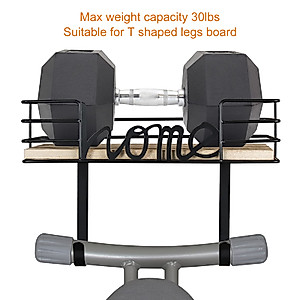 TJ.MOREE Ironing Board Hanger Wall Mount - Laundry Room Decor Iron and Ironing Board Holder with Large Storage Wooden Base Basket and Removable Hooks (Black)