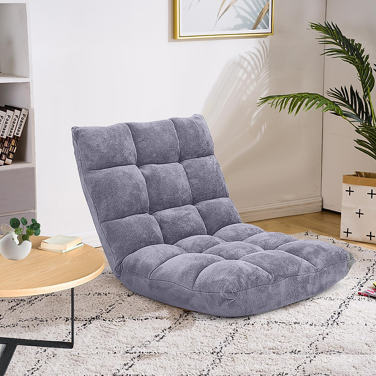 GORELAX Memory Foam Floor Chair, 14-Poistion Adjustable Floor Reading Gaming Chair Recliner, Folding Cushioned Meditation Chair with Back Support, Padded Lazy Sofa Chair for Adults, Kids