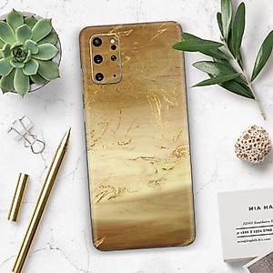 DesignSkinz Molten Gold Digital Foil Swirl V12 Protective Vinyl Decal Wrap Skin Cover Compatible with The Samsung Galaxy S20 (Screen Trim & Back Glass Skin)