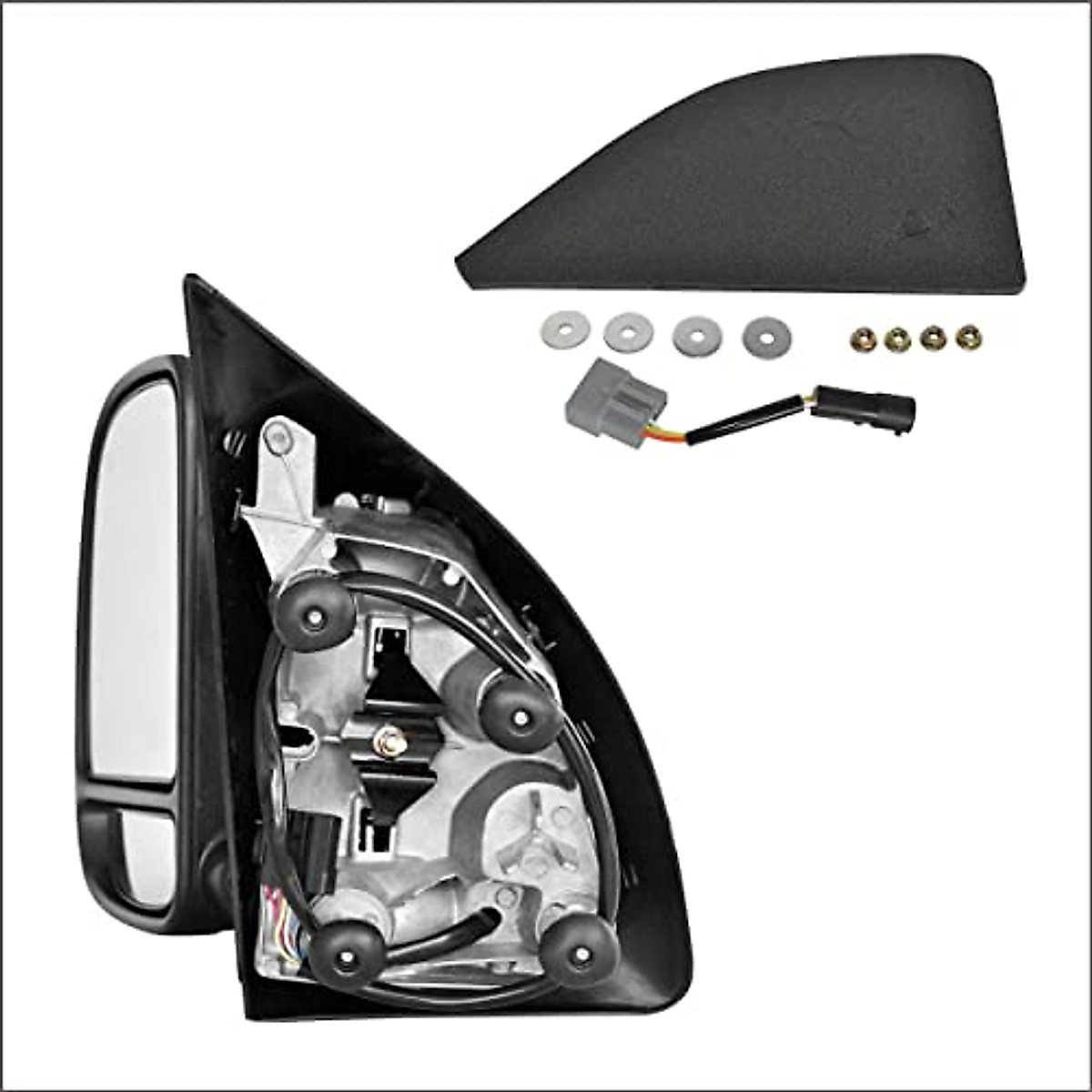 Perfit Zone Towing Mirrors Replacement Fit for 1999-2007 F-250 F-350 F-450 F-550 SUPER DUTY, POWER HEATED,W/SMOKE SIGNAL,BLACK (PAIR SET)
