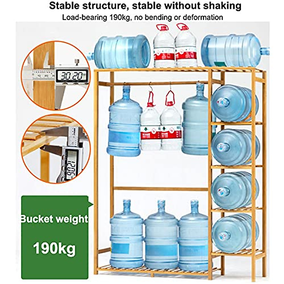 ZJDU Bamboo Wood Garment Rack,Free Standing Closet Organizer,5 Tiers Storage Shelf Corner Clothes Hanging Rack,Storage Box Shelves, for Home Laundry Commercial Office,90×30×145cm