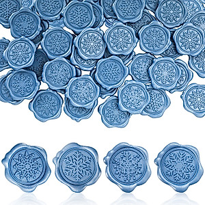 Whaline 80Pcs Christmas Wax Seal Stickers Snowflake Envelope Seal Stickers 3D Blue Snowflake Self-Adhesive Embossed Stickers for Xmas Winter Greeting Invitation Cards Packages Gift Decor, 4 Design