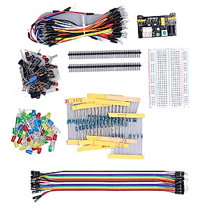 Electronic Component Kit Assortment Breadboard Capacitor Resistor PCB + Metal Basic Electronic Starter Kit One-Stop Learning Electronics and Programming Tools for