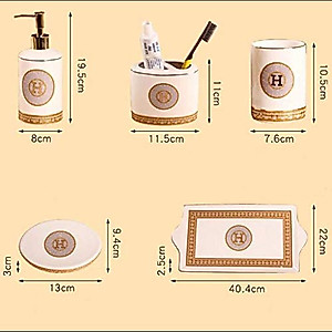 TFIIEXFL Design Ceramic Bathroom Accessory Set Bath Accessories Bath Set Lotion Bottles,Toothbrush Holder,Tooth Mug,Soap Dish