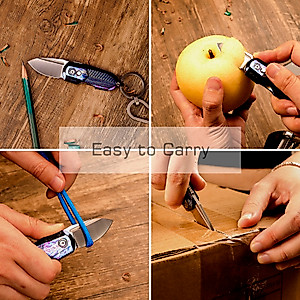 XTOUC Small Pocket Knife,1.38" M390 Steel Blade EDC Folding Knives with Button Lock Titanium Handle Knifes TD776