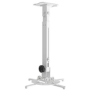 JOY worker Universal Projector Ceiling Mount Wall Bracket Holder Fits Flat or Sloped Ceiling Height Adjustable with Extendable Arms for Home and Office Projector, White