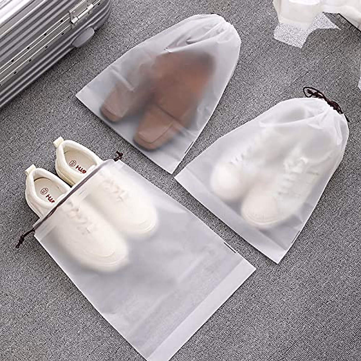 HFYZZ 50 Pieces Shoe Bags for Travel Storage Packing Portable Translucent Drawstring Shoe Bags Organizers Pouches for Men &Women, Dustproof and Waterproof