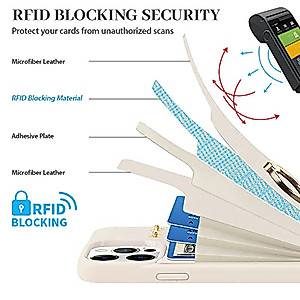 LAMEEKU for iPhone 12 Pro Max Wallet Case, Case with Card Holder, 360°Rotation Ring Kickstand, RFID Blocking Leather Protective Case Designed for Women for Apple iPhone 12 Pro Max 6.7'' Beige