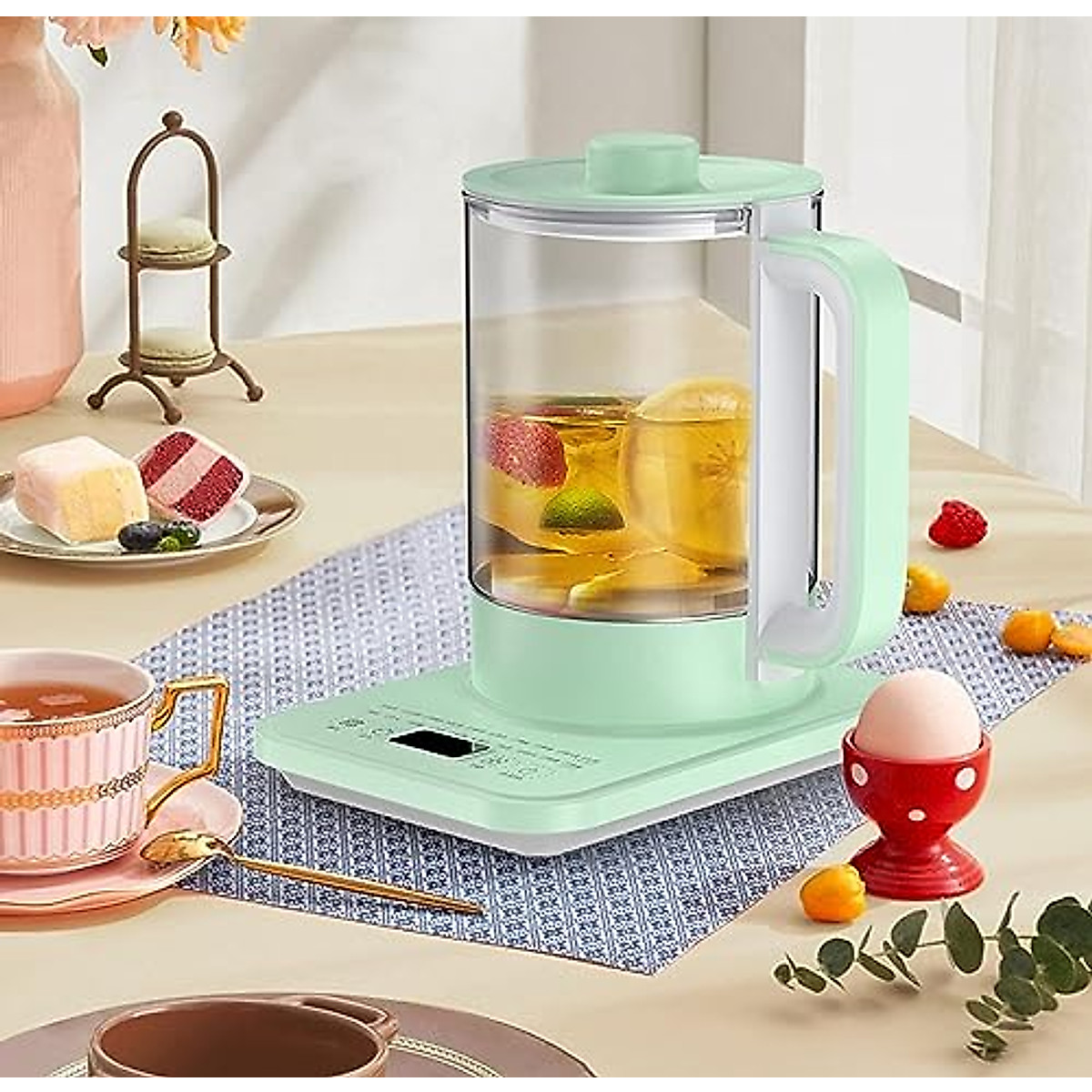 1.8L Electric Kettle Large Capacity Glass Health Pot Multifunction Cooking Tea Soup Flower Teapot Automatic Electric Stew Bird's Nest Pot Stainless Steel Without Filter A,1.8L