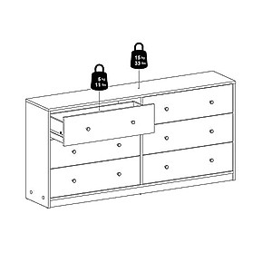 Tvilum Portland Contemporary 6 Drawer Double Dresser in Jackson Hickory