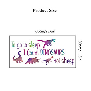 Dinosaur Wall Quote Decals to Go to Sleep I Count Dinosaurs Not Sheep Wall Decor Sticker Watercolor Dino Bedroom Wall Saying ( Real Peel and Stick)