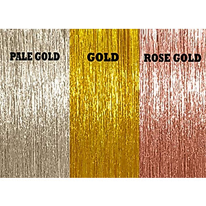 Metallic Champagne Tinsel Foil Fringe Curtain 3 x 8 Ft Pack of 2 Photo Booth Backdrop Bridal and Baby Shower Bachelorette Graduation Birthday Unicorn Christmas Wedding Halloween Party Decorations
