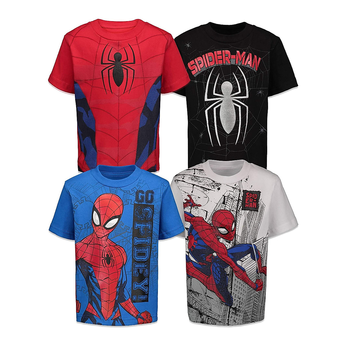 Marvel Spider-Man Big Boys 4 Pack T-Shirts Spiderman 10