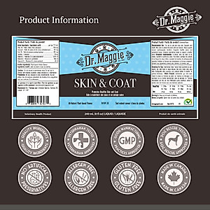 Dr. Maggie Skin and Coat | Omega 3 Supplement with Fish Oil, Flax, and Olive Oil | 240 ml