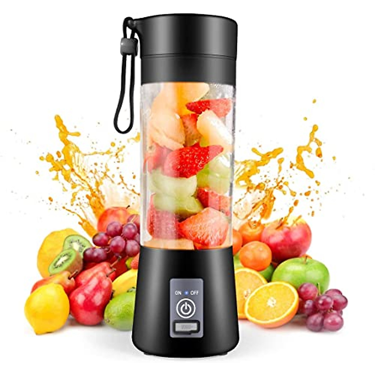 Portable Blender, Personal Blender for Shakes and Smoothies, Personal Size Blenders with USB Rechargeable Mini Fruit Juice Mixer, Mini Juicer Smoothie Blender Bottles Travel 380ML, Blue