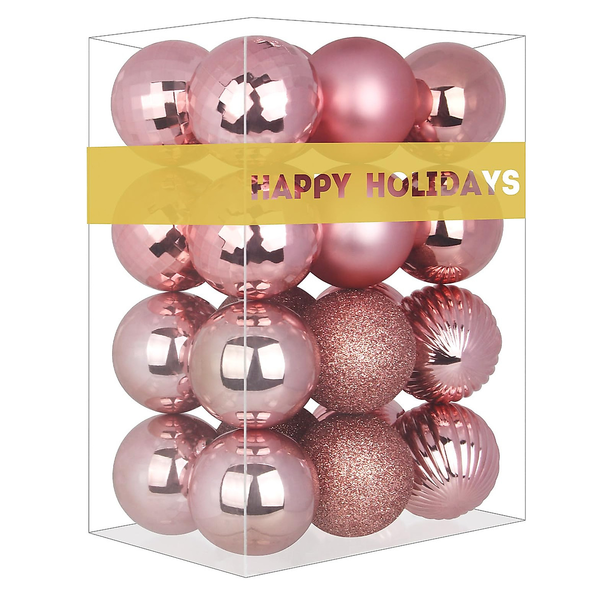 Rose Gold 3.2" Large Christmas Balls - Christmas Tree Decoration Ornaments Shatterproof Hanging Balls for Birthday Halloween Holiday Wedding Decorations Set of 24pcs