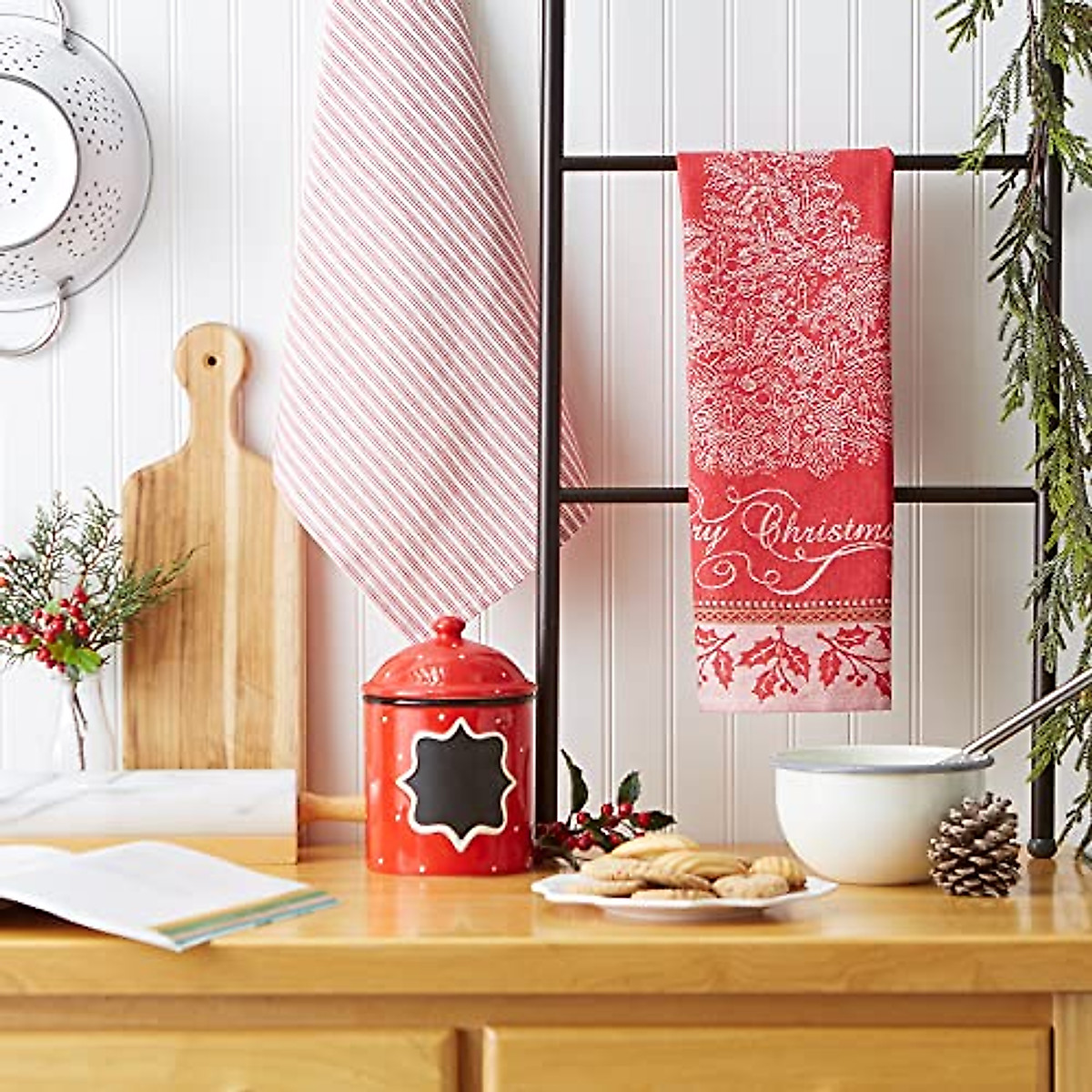 DII Christmas Kitchen Towels Vintage Inspired Holiday Dish Towel Set, 18x28, Holiday Tree, 2 Count