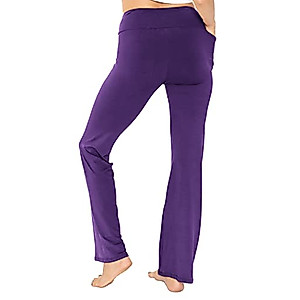 Women's DTY High Waist Bootcut Yoga Pants with Pocket Purple X-Large