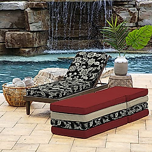Arden Selections ProFoam Essentials Outdoor Chaise Lounge Cushion 72 x 21, Ashland Black Jacobean