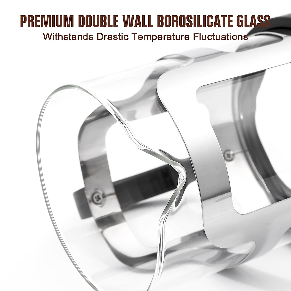 COPOTEA French Press Coffee Maker 34 Oz/1 Liter, Portable Glass Stainless Steel Coffee Press, Cold Brew Coffee Pot, Travel Coffee Presses Dishwasher Safe