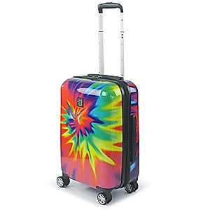 FUL Tie-Dye Swirl Carry-On Rolling Suitcase, Hardside Travel Luggage with Spinner Wheels, 22 Inches, Rainbow