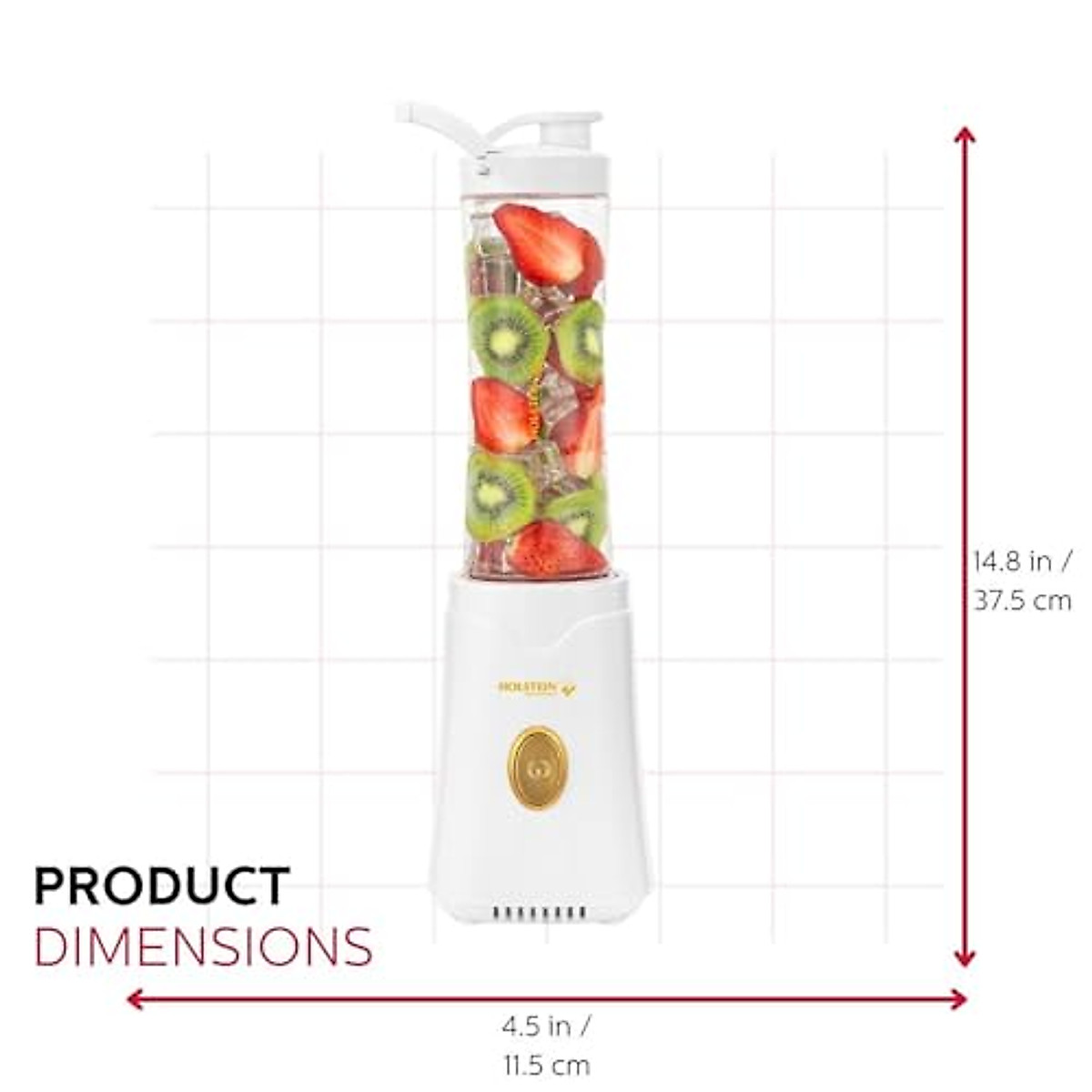 Holstein Housewares Personal Blender - Creamily Smooth Shakes and Smoothies, BPA-Free 20oz To-Go Cups, Golden Elegance Design, 250W