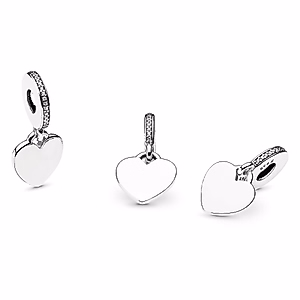 PANDORA Heart Dangle Charm - Compatible with PANDORA Moments Bracelets - Jewelry for Women - Made with Sterling Silver & Cubic Zirconia