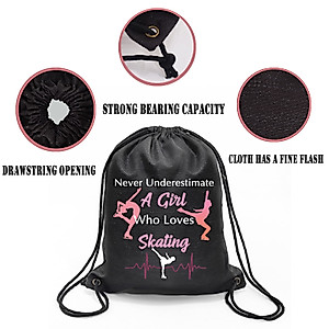 PXTIDY Ice Skate Drawstring Bag Ice Skating Gifts Who Loves Skating Competition Bag Figure Skating Gift