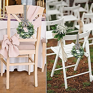 Faux Kitchen Cabinet Wreaths, 2 Pieces Small Pecuniary Eucalyptus Wreath 10 Inch Summer Farmhouse Wreath Mini Kitchen Cabinet Wreaths for Door Window Chair Wall Decor (Plaid Bow Style)