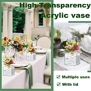 KissYou Clear Acrylic Box with Lid Plastic Jewelry Box Mini Storage Box Square Cube Containers Party Decoration Candy Box for Pill and Tiny Jewelry