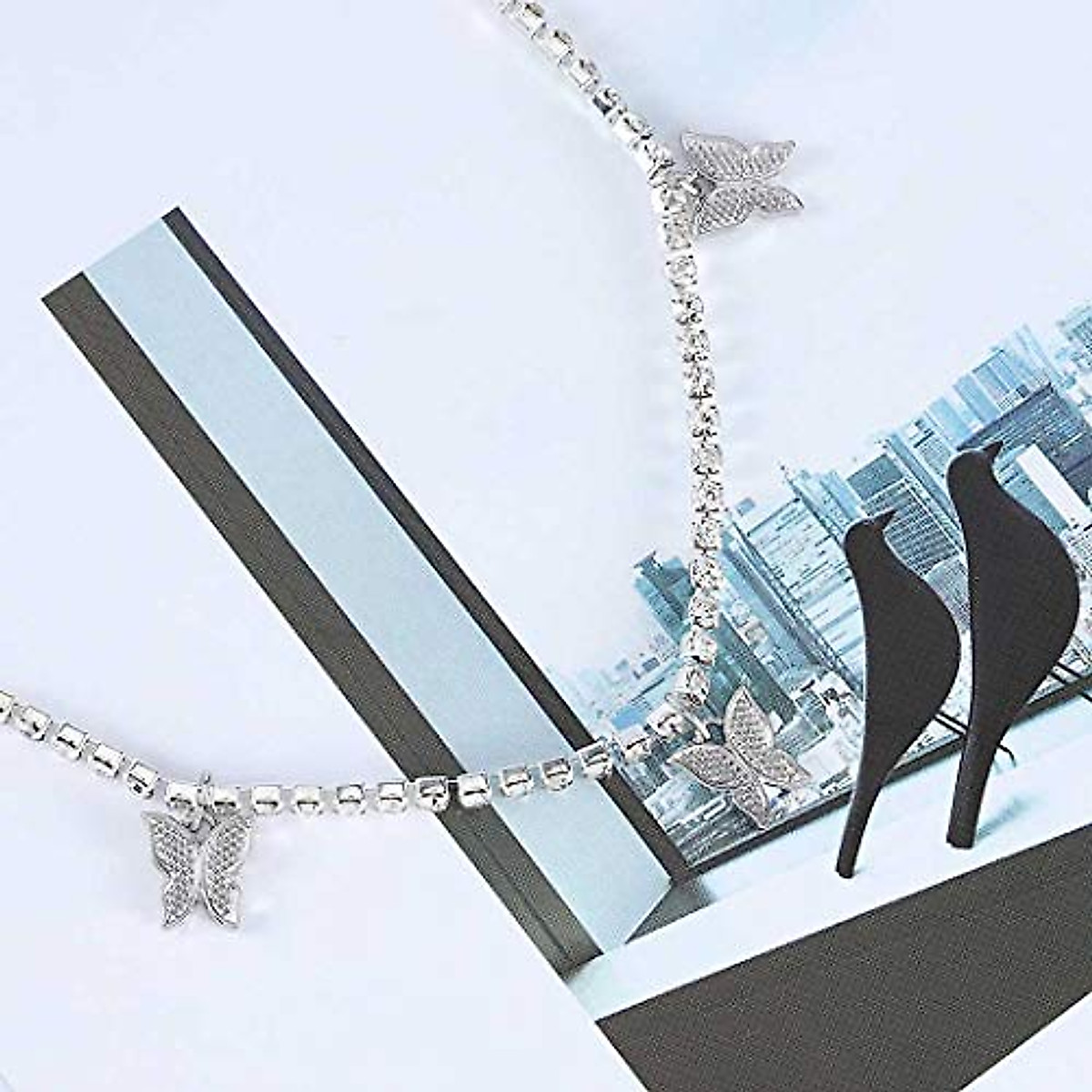 Jeweky Halloween Crystal Butterfly Waist Chain Belly Silver Belt Body Chains Summer Beach Body Accessories Jewelry for Women