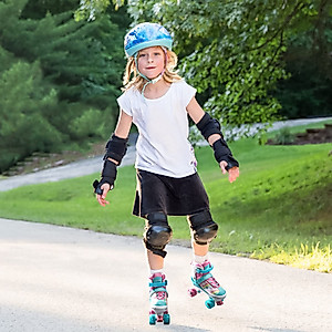 G4Free Kids Roller Skates for Girls, 4 Size Adjustable Roller Skates with Light Up Wheels for Toddlers Children Outdoor Indoor