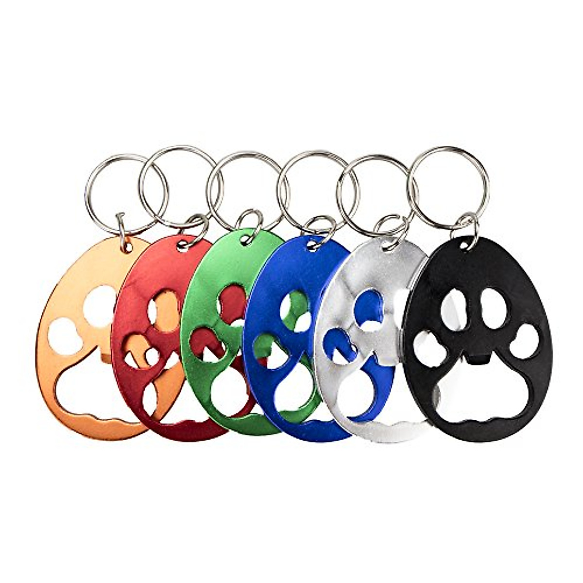 Swatom Dog Paw Keychain Bottle Opener Beer Opener Tool, Key Tag Chain Ring, 6 Piece