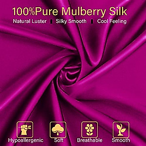 Smbeope 100% Mulberry Silk Pillowcase 2 Pack for Hair and Skin,with Hidden Zipper,Both Sides 22 Momme Natural Silk Pillow Cover,Soft Breathable & Smooth (Wine Red, Standard)
