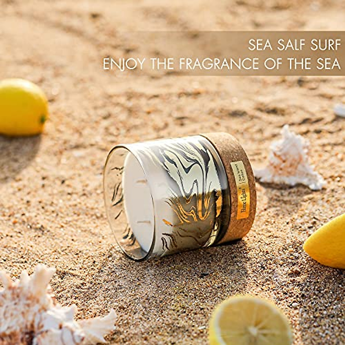 Scented Candles, Natural Soy Wax Candles for Home Scented, 2 Wicks Aromatherapy Candles with Wood Base, Large Candle for Decor Great Gifts,10 OZ - Sea Island Cotton